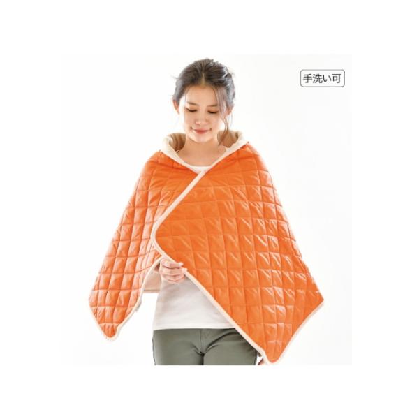 ユメロン オーラ蓄熱 マルチキルト 裏フリース オレンジ ひざ掛け