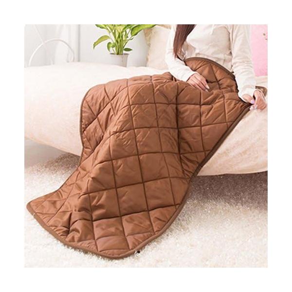 ユメロン オーラ蓄熱 足湯気分キルト 裏フリースタイプ ブラウン 半身浴サイズ ひざ掛け 岩盤浴 ハーフケット