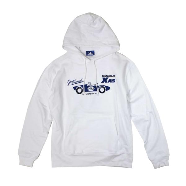 素材 : コットン 100％厚み：9.7オンス1960年代の名作タイヤ「MICHELIN XAS」のレトロなロゴを胸元にあしらった、クラシックモータースポーツスタイルのフーディです。オリーブカラーの落ち着いた色合いと、シンプルながらも存在感...