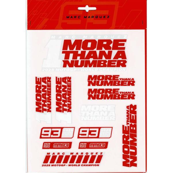 素材：PVC製造国：イタリアシートサイズ：縦24cm 横19cm第17戦日本GPで、2025年シーズンのチャンピオンに輝いた、ドゥカティのマルク・マルケスのワールドチャンピオン記念アイテム。 「MORE THAN A NUMBER 」（数字...