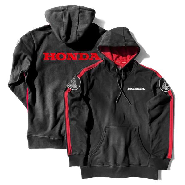 素材：コットン81% / ポリエステル19%製造国：中国1968年のF1シーズンにメカニックが着用したユニフォームにインスパイアされたフーディです。ブラック地に赤のショルダーストライプのデザイン、裏地には肌触りの良いコットンテリー（タオル地...