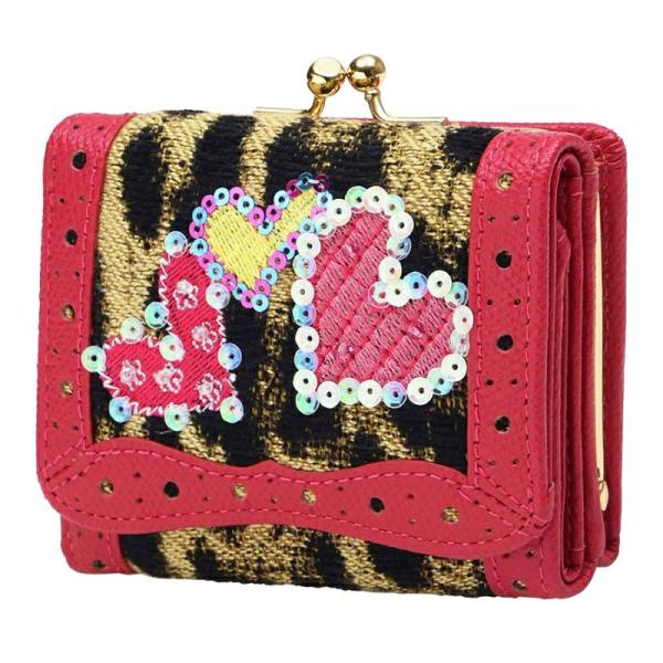 配送料無料　日本全国レターパックにてお届けします。10％ポイント進呈イタリア製レオパード柄のジャカード織生地をベースに、装飾はカラフルでポップなハートをミシン刺繍であしらい、その上にスパンコールやスワロフスキー・クリスタルで多彩な煌めきを散...