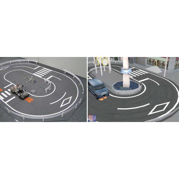 UC-win/Roadをロボット技術を搭載したカーロボティクスプラットフォーム「RoboCar〓」に連携させ、VR空間でのドライビングにより実車の1/10スケールモデルカーを模型道路上等で制御させるVRシミュレーションシステム。VRで表現さ...