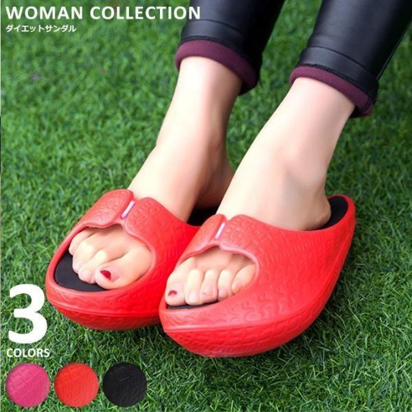 商品名：ダイエットサンダル／dietSandals(サイズ)Sサイズ　22.5cm(35)?23.5cm(37) Mサイズ  24.0cm(38)?25.0cm(40) 高さ約8cm(カラー)01.ピンク Pink02.レッド Red 03...