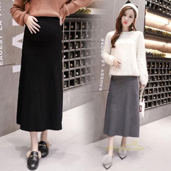 マタニティスカート ニットフレアスカート 妊婦スカート ロング丈スカート 産前産後 マタニティウエア スリット ウエスト調整 マタニティ用 ハイウエストシンプル 産前産後 普段着 着回し おしゃれ 妊婦服 人気 デイリーコーデ マタニティウ...