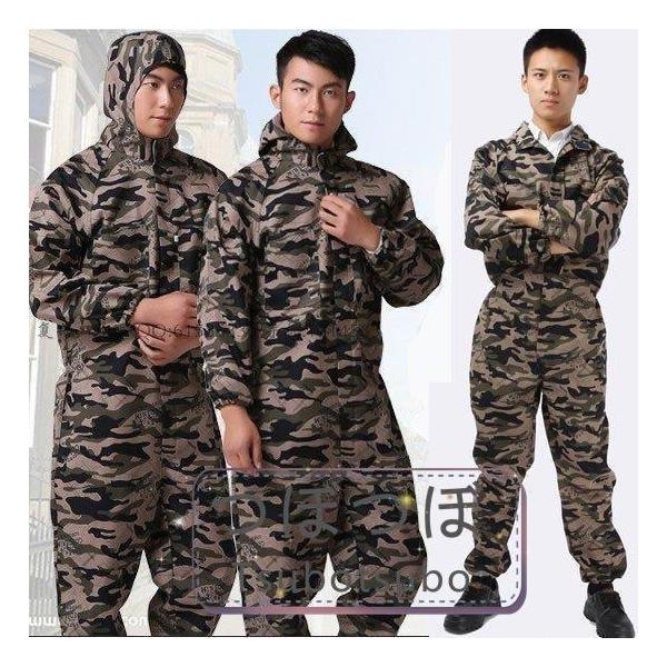 つなぎ メンズ おしゃれ 作業着 長袖 ツナギ 作業服 仕事着 オールインワン メンズ 大きいサイズ ワークウェア 迷彩モフラ オールシーズン