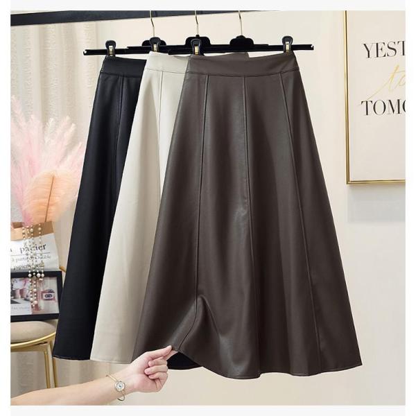 【素材】：PUフェイクレザー スカート PU皮 レディース レザースカート ロングスカート スリット 秋冬 革スカート ボトムス タイトスカート シンプル 膝下 大人 きれいめ●輸送上の都合上、商品に多少の傷、汚れ等が付く場合がございます。...