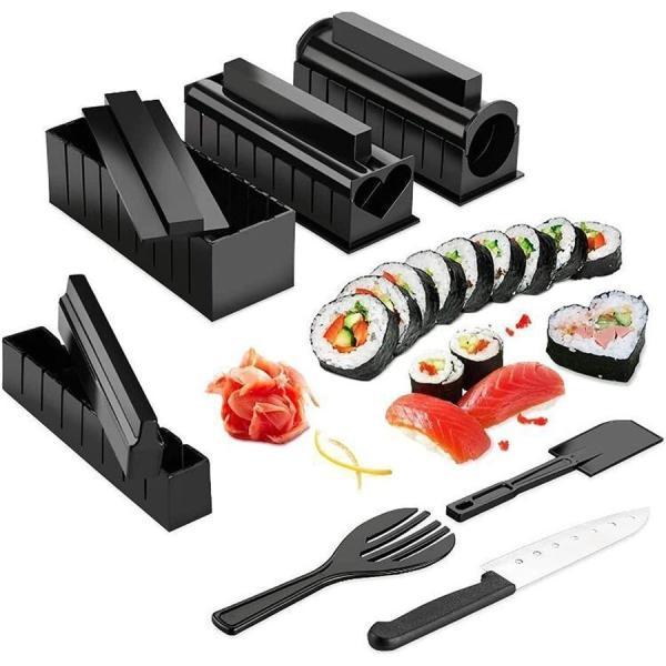【食品グレードの材料】寿司メーカーキットは、耐久性の高い食品グレードのABSでできており、安全に使用でき、毒性がなく、味がなく、お手入れも簡単です。【10ピース寿司セット】この寿司キットには、自宅で快適に寿司を作るために必要なものがすべて含...