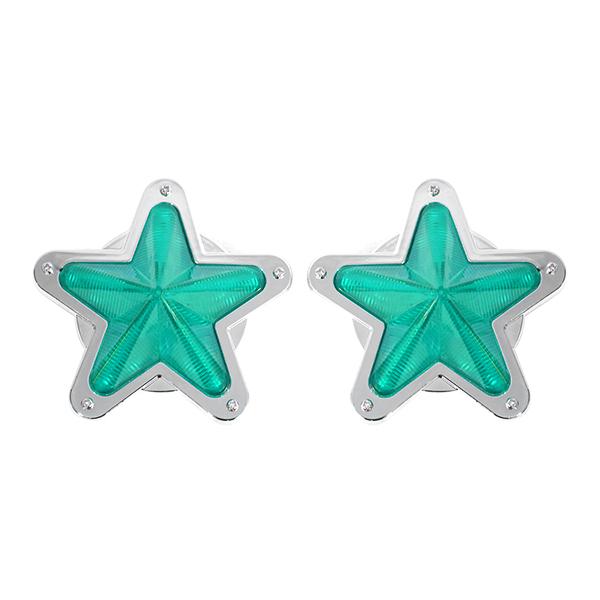 【商品詳細】・カラー：グリーン・サイズ：外径110mm　取付穴ピッチ45mm・電圧：12V 24V◆セット内容：2個セット【商品説明】星形状のサイドマーカー 2個セットです。外観を明るくイメージチェンジ！汎用タイプでさまざまなお車に取付可能...