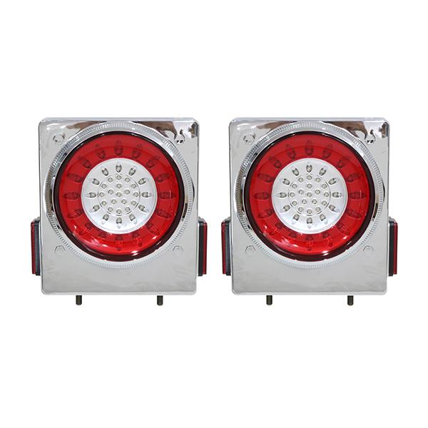 【適合車種】・メーカー：汎用・サイズ：（約）横：185mm 高さ：210mm 幅：80mm◆セット内容：2個【商品説明】24VフルLED46発丸型テール24V車汎用品になりますのでサイズが合えばどの車種にも装着可能です。点灯時は開花仕様　フ...