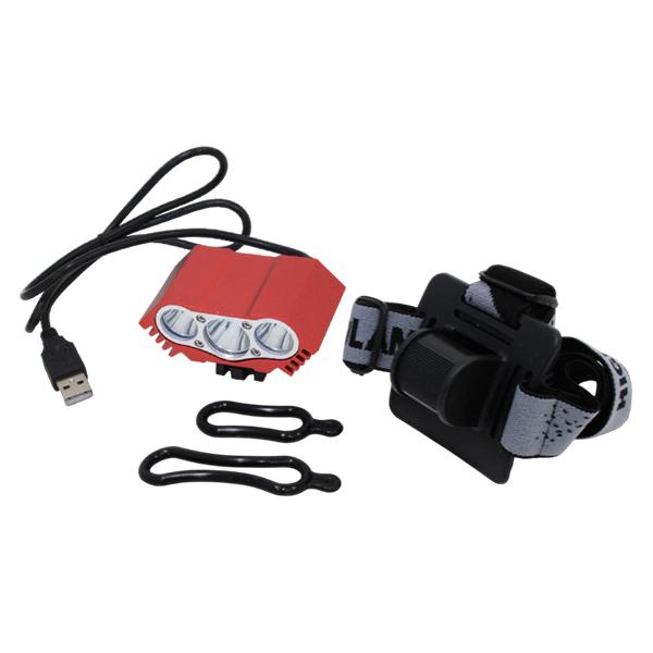 【商品詳細】・商品仕様：Cree XM-L T6×3灯 USB接続 ゴムバンド大小2個付きCree XM-L T6を3つ使用した自転車用ライト USB給電タイプでモバイルバッテリーが使用可能 （2.1A出力を持つバッテリーを使用して下さい）...