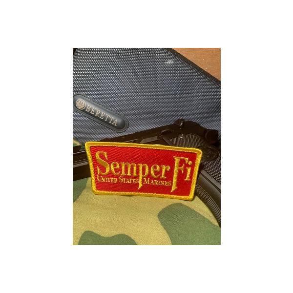 ベルクロ仕様縦：5cm　横：9cm (おおよそのサイズです)パッチ ワッペン U.S.MARINES　米軍 海兵隊　SEMPER FIセンパーファーイ海兵の合言葉　”常に忠誠”戦場に行くときとか作戦会議の最後に　SEMPER FI !