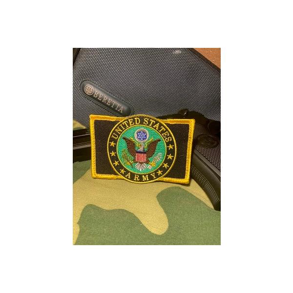 サイズ：9cmX6cm (おおよそのサイズです)ベルクロ仕様パッチ ワッペン US ARMY　アーミー ロゴマークのワッペン 