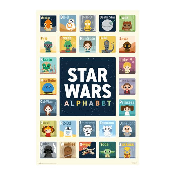 スター・ウォーズ　アルファベットStar Wars Alphabetのポスターです。イギリス（スペイン）からの並行輸入商品です。フラットな状態で輸入され日本国内で検品ロール状に梱包をしております。サイズは61cmX91.5cm　海外版サイズ...