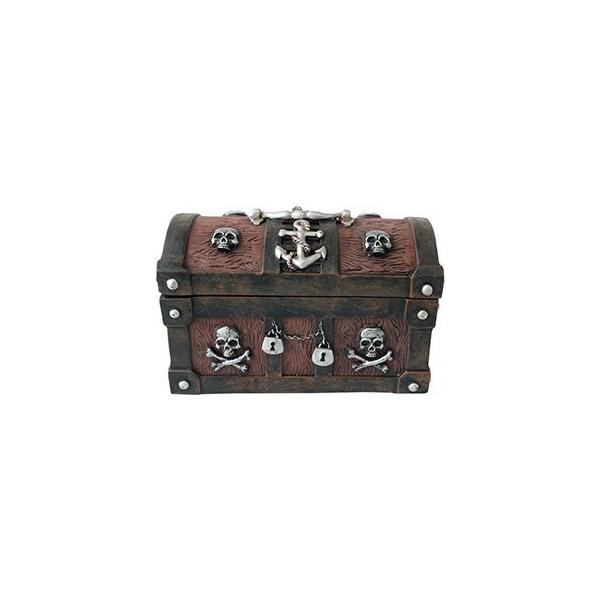 アンカーとクロスボーンスカルの装飾が施された、まさに海賊の宝箱！といった風貌の小箱です！小物入れとしてももちろんご使用いただけますが、置いておくだけでもオシャレなインテリアになります♪・コールドキャストレジン製　(石粉や炭酸カルシウムを混合...