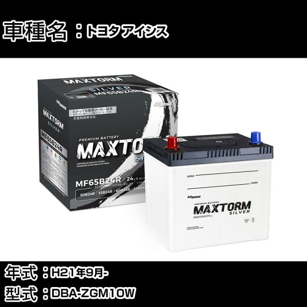 トヨタ アイシス 【年式型式】H21年9月- DBA-ZGM10W 【仕様】1800cc/充電制御システム搭載車/標準地仕様車 適合参考 マックストーム MAXTORM SILVER MF65B24R