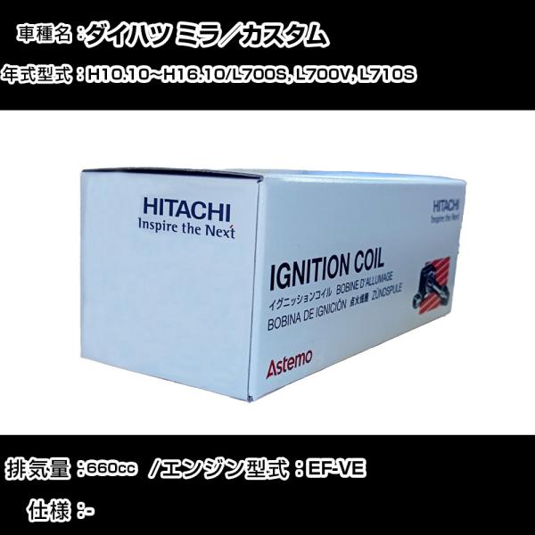 ダイハツ ミラ／カスタム 【年式型式】H10.10〜H16.10 L700S, L700V, L710S 【排気量】660cc 【販売本数】3本 【備考】-