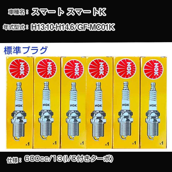 商品名 スパークプラグメーカー NGKシリーズ 標準プラグ販売品番 BKR6EKE販売数量 6本【参考取付車種】代表メーカー スマート代表車種名 スマートK代表車両型式 GF-MC01K代表エンジン型式 13(I/C付きターボ)排気量 60...
