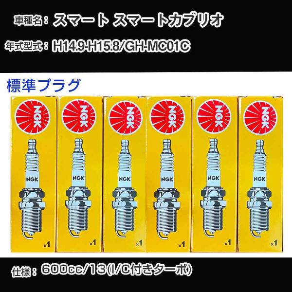 商品名 スパークプラグメーカー NGKシリーズ 標準プラグ販売品番 BKR6EKE販売数量 6本【参考取付車種】代表メーカー スマート代表車種名 スマートカブリオ代表車両型式 GH-MC01C代表エンジン型式 13(I/C付きターボ)排気量...