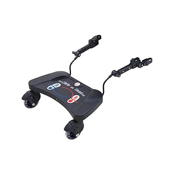 ベビーカーの後輪に取り付けるだけで上の子も一緒にベビーカーに乗れるボードです。●車輪が3輪でベビーカーへの負担を軽減。●ほとんどのベビーカーに取り付け可能です。●5段階の奥行き調節機能付でお子さまが乗りやすいように調整できます。●スプリング...