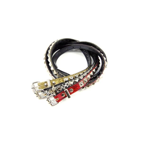 FUNK PLUS 1連スタッズベルトUSメイドにこだわり、リアルレザーで良質な作りが多くのミュージシャンやスケーターに評価を得ているスタッズベルト＆アクセサリーメーカー。小ぶりのシルバーピラミッドスタッズを使用し、ヘビ柄の型押しレザーで仕...