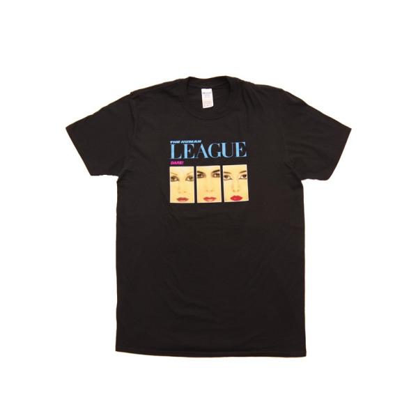 80年代を代表するイギリスのシンセポップ音楽ユニット「THE HUMAN LEAGUE」(ヒューマン・リーグ)のオフィシャルTシャツ。1981年にリリースされたユニットを代表する3rdアルバム『Dare』のジャケットカバーをモチーフとしたデ...