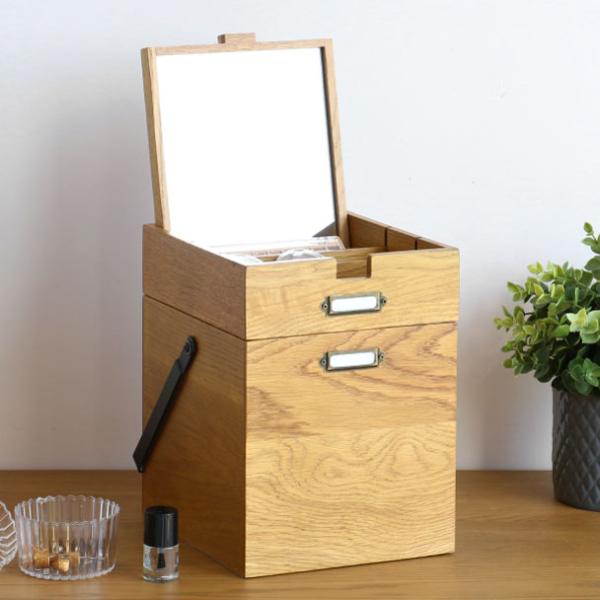 商品名：K-3745Wooden Cosme Box コスメボックスサイズ：幅20×奥行21×高さ33.5(25)cm重量：2kg耐荷重：1kg(ボックス上段)、1.5kg(ボックス下段)、0.5kg(インナーBOX)ボックス/インナーボッ...