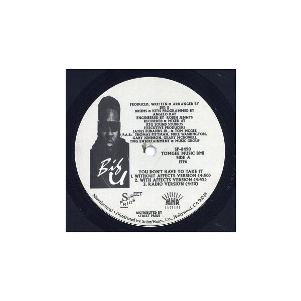 製造国 : US　　リリース年 : 1996　　レーベル : STREET RIDE / MAD HOUSE　　品番 : SP-8490　　　　メリーランド産RapグループBig U &amp; The Madhouse Crewが'96に...