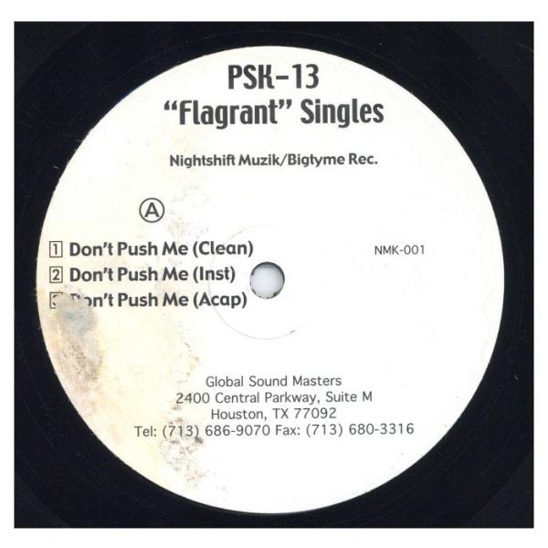 製造国 : US　　リリース年 : 1999　　レーベル : Nightshift Muzik / Bigtyme Recordz　　品番 : NMK-001　　　　A面レーベル破れ有。'99 Txas名盤"Flagrant"から4曲収録し...