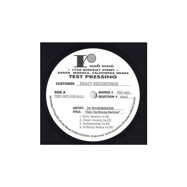 製造国 : US　　リリース年 : 1995　　レーベル : React Recordings　　品番 : 89401 PRO-400　　　　プロモシート付。Bay Classicsとして名高い"How We Do It"や"Nayborh...