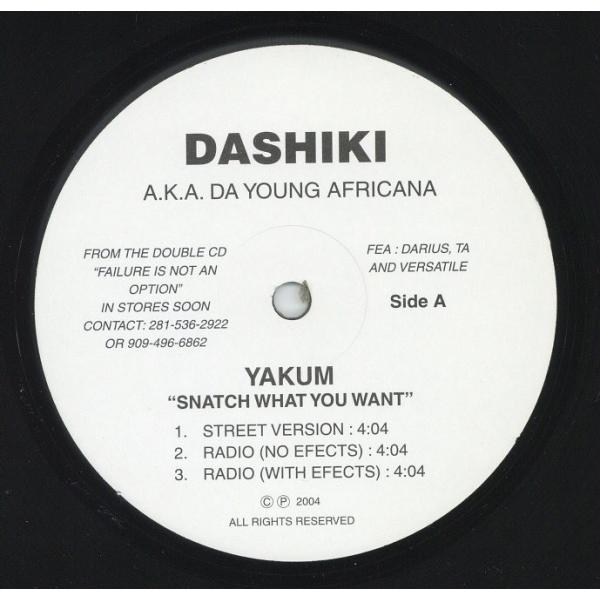 製造国 : US　　リリース年 : 2004　　品番 : 0402x45-3　　　　TexasのDallasからマイナーリリースされた'04のアルバム"Failure Is Not An Option"からのシングル!! 綺麗なウワメロと対...
