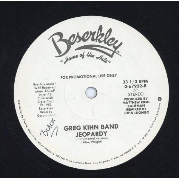 製造国 : US　　リリース年 : 1983　　レーベル : Beserkley Records 　　品番 : 0-67932 　　　　A面レーベルに書込有・Beserkley Recordsレーベルジャケ。US Org。'83当時全米で大...