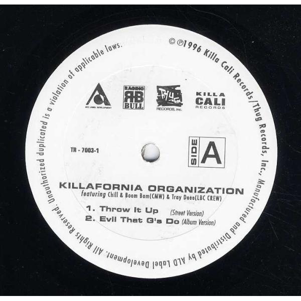 製造国 : US　　リリース年 : 1996　　レーベル : KILLA CALI RECORDS　　品番 : TR-7003-1　　　　ベイエリア人気グループが'96に放った鬼Classicsとして知られる名盤"Killafornia O...