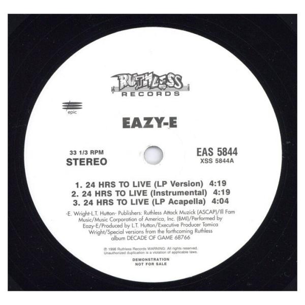 製造国 : US　　リリース年 : 1998　　レーベル : Ruthless Records / Epic　　品番 : EAS 5844　　　　彼の死後となる'98にリリースされたコンピアルバム"Decade Of Game"からのプロモ...