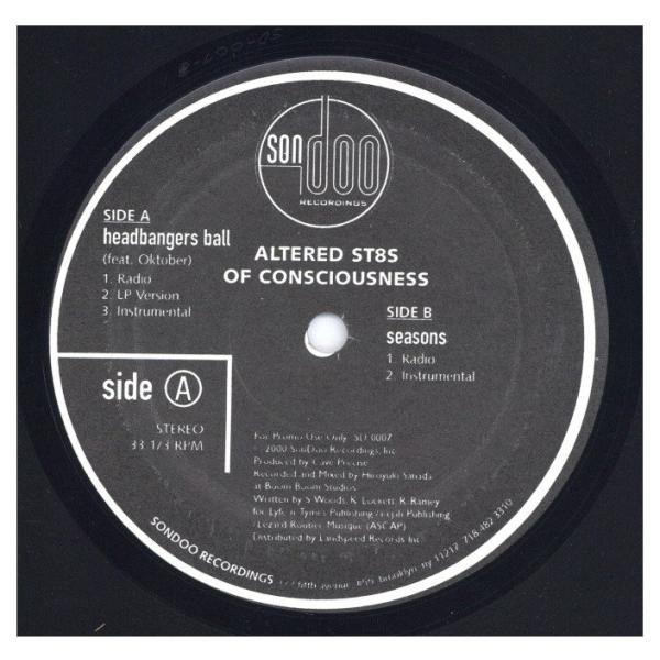 製造国 : US　　リリース年 : 2000　　レーベル : SonDoo Recordings　　品番 : SD 0007　　　　'00リリース作。Yah Supreme、Oktober等のリリースで知られるアングラ好きには通好みなレーベ...