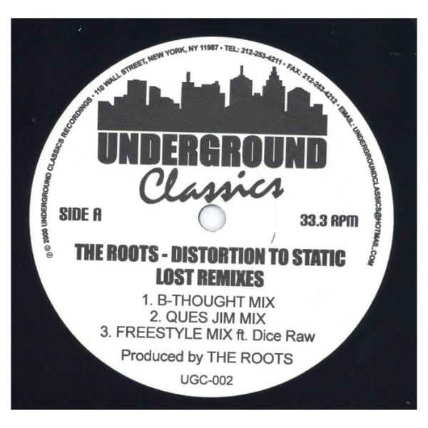 製造国 : US　　リリース年 : 2000　　レーベル : Underground Classics 　　品番 : UGC-002 　　　　'00リリース作。フィラデルフィア出身の生演奏を主体したHip Hopグループ「The Roots...