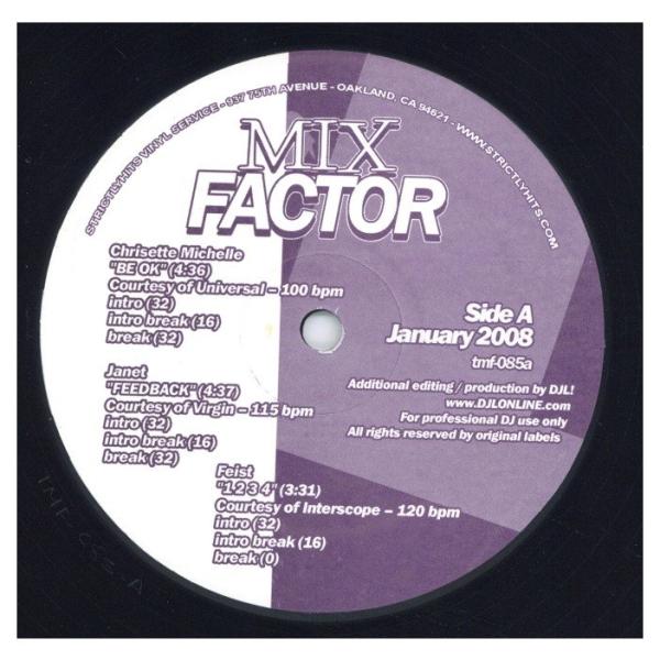 製造国 : US　　リリース年 : 2007　　レーベル : Strictly Hits Vinyl Service　　品番 : TMF-085　　　　人気のあるプロモや新曲を中心にイントロ、中盤のブレイク、最後にまたブレイクをちゃんとつけ...