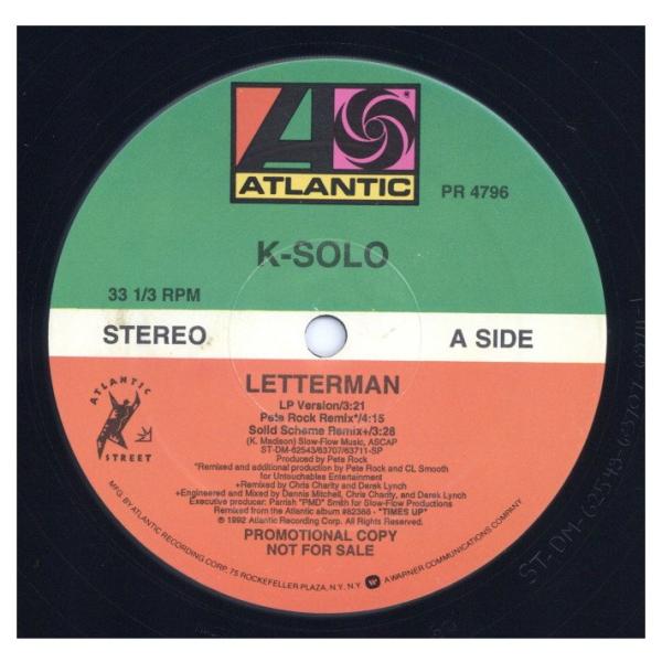 製造国 : US　　リリース年 : 1992　　レーベル : Atlantic　　品番 : PR 4796　　　　'92 US Promo Org。Long Island出身の人気MCが'92にリリースした2ndアルバム"Times Up"...