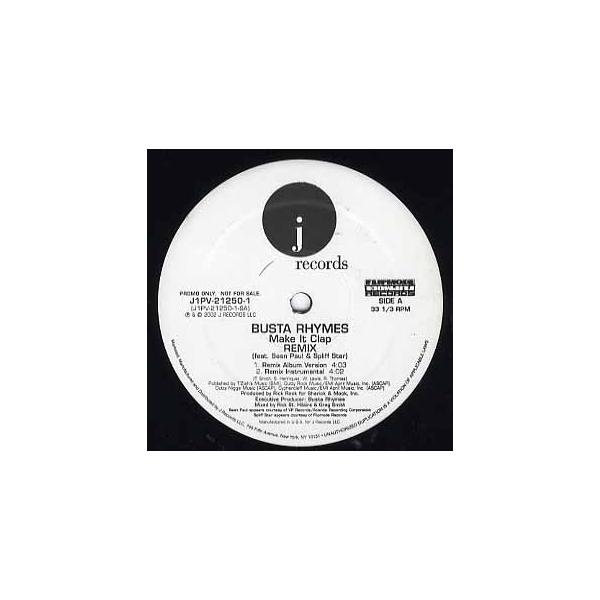 製造国 : US　　リリース年 : 2002　　レーベル : J Records 　　品番 : J1PV-21250-1 　　　　'02リリースのヒット曲がプロモ盤でデッドストック入荷!! バンバンに売れているBusta Rhymesの新曲...