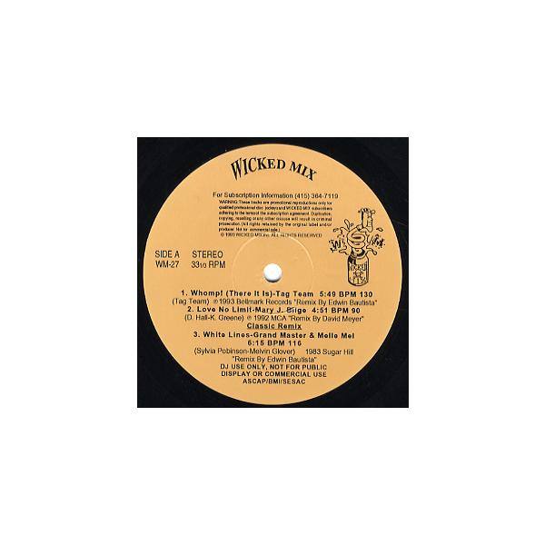 製造国 : US　　リリース年 : 1999　　レーベル : WICKEDMIX　　品番 : WM-27　　　　この人気Mixシリーズの27番が中古ながら再入荷!! 今回も当時の大人気の曲を使いやすいEditで収録されており、DJには絶大の...