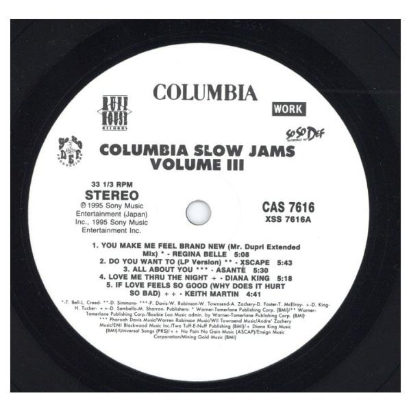 製造国 : US　　リリース年 : 1995　　レーベル : Columbia　　品番 : CAS 7616　　　　US Promo Org。Columbiaレーベル所属歌手のSlow Jamを集めたコンピアルバム第3弾。今回も傑作揃いです...
