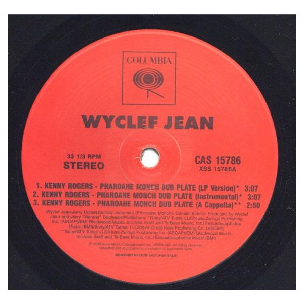 製造国 : US　　リリース年 : 2000　　レーベル : COLUMBIA　　品番 : CAS 15786　　　　Columbia赤スリーブ。'00のPromo Only盤。Wyclef Jeanと言えばラガ界ではキラーDub Plat...