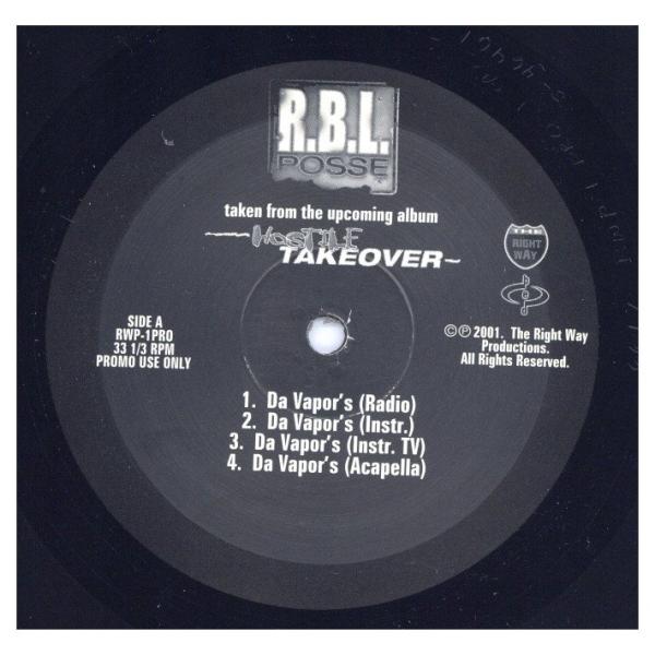 製造国 : US　　リリース年 : 2001　　レーベル : The Rightway Productions　　品番 : RWP-1PRO  　　　　Bayの伝説的グループが'01にリリースしたアルバム"Hostile Take Over...