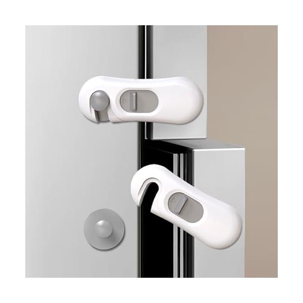 ホワイト/チャイルド 冷蔵庫ロックサイズ：10 x 3.8 x 1.8 CM/-・活発な赤ちゃんやイタズラ好きなペットがいるご家庭へ赤ちゃんとペットが冷蔵庫や引き出しを勝手に開けて散らかすお悩みはありませんか？大丈夫Gautioチャイルドロ...