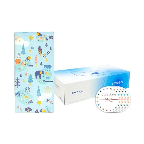 白/1個 (x 4)/-・PackageQuantity:4・パッケージ個数:4・エリエールのうるおい高級ティッシュ「+water」を可愛い動物の包装紙で包みました しっとり柔らかな使い心地で保湿感で虜になっちゃいます もらったら嬉しいギフ...