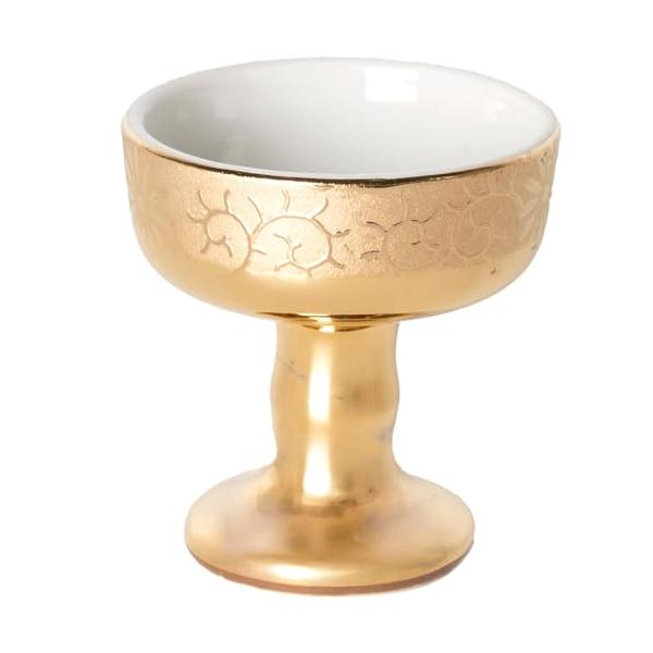 ゴールド/大仏器 (幅5.8×高さ6.3cm)/700-014・Size:大仏器 (幅5.8×高さ6.3cm)・純国産日本製。こだわりの「純国産仏具」です。陶器に本金を焼き付けて仕上げました。伝統の技で仕上げる金唐草の表面模様は、煌びやかな...