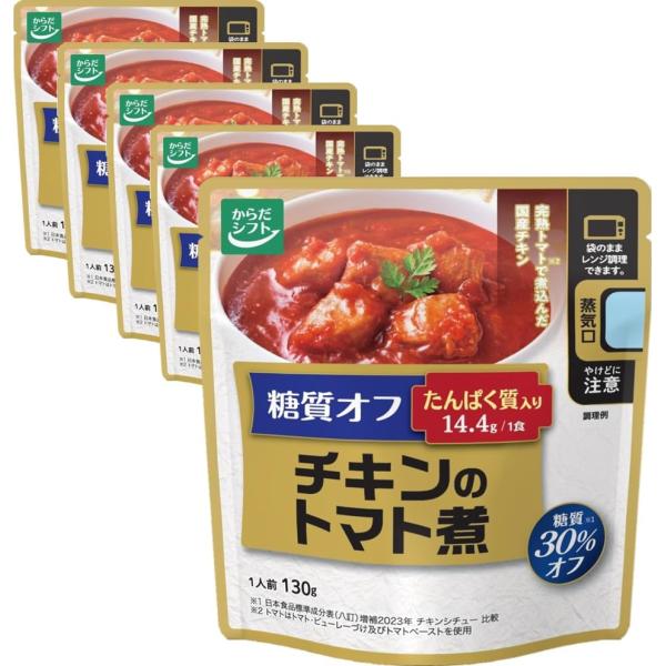 栄養成分1食(130g)当たり:熱量112kcal、たんぱく質14.4g、脂質3.3g、炭水化物7.0g、糖質5.3g、食物繊維1.7g、食塩相当量1.3g