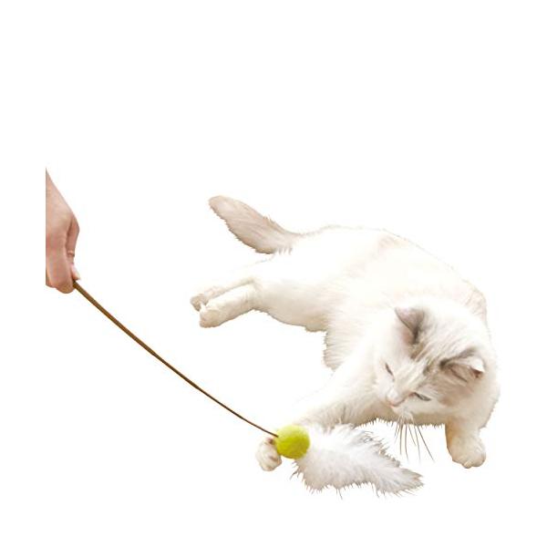 ふわふわスティック・マルチカラー M A26521・・Style:ふわふわスティック・ウールボール付き・フェザーじゃらし・天然の鳥毛を使用