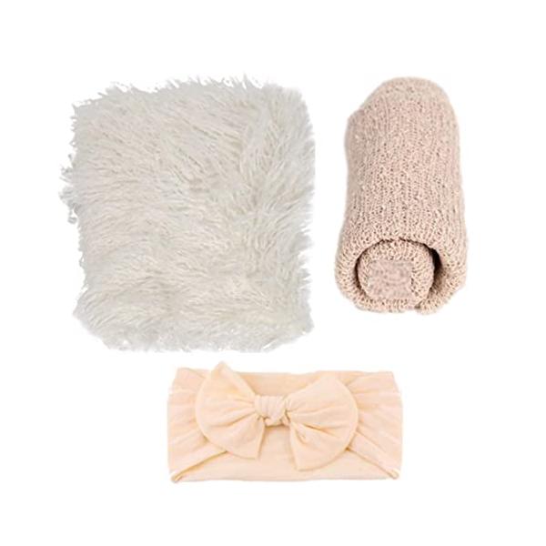 シンプルホワイト/70 cm × 60 cm/-・Color:ホワイト・?赤ちゃんの“天使の瞬間”を残せる撮影セット新生児撮影にぴったりなベビーブランケット・ヘアバンド・タオルの豪華3点セット。SNS映えも抜群で、自宅で手軽にプロのような写...