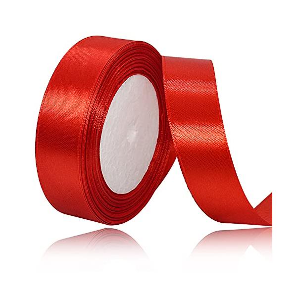 ユニークレッド/赤い/25mm(幅)×23m(長さ)/-・Color:レッド/赤いSize:25mm(幅)×23m(長さ)・サテンリボンサイズ - 1インチ≒25mm（幅）、25ヤード/ロール（長さ）・プレミアム素材 - リボンは100%ポ...